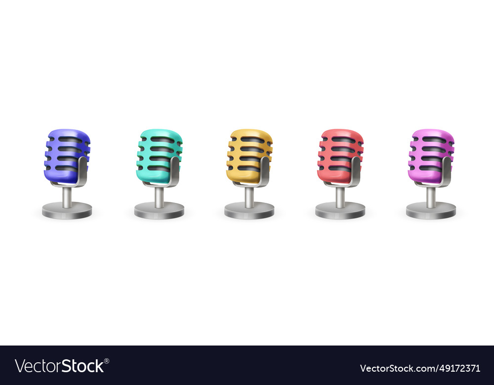 Microphone old retro collection different colors Vector Image