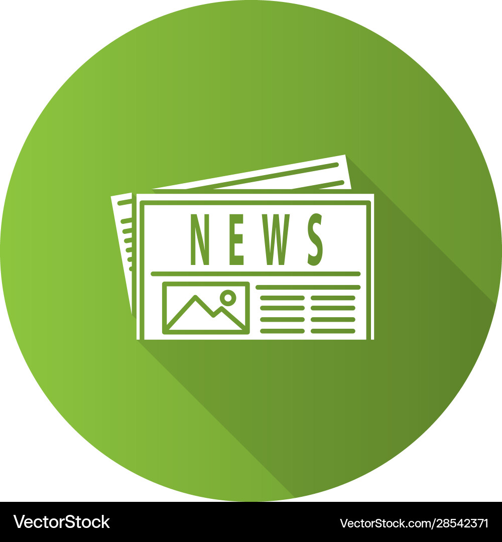 Newspaper flat design long shadow glyph icon Vector Image