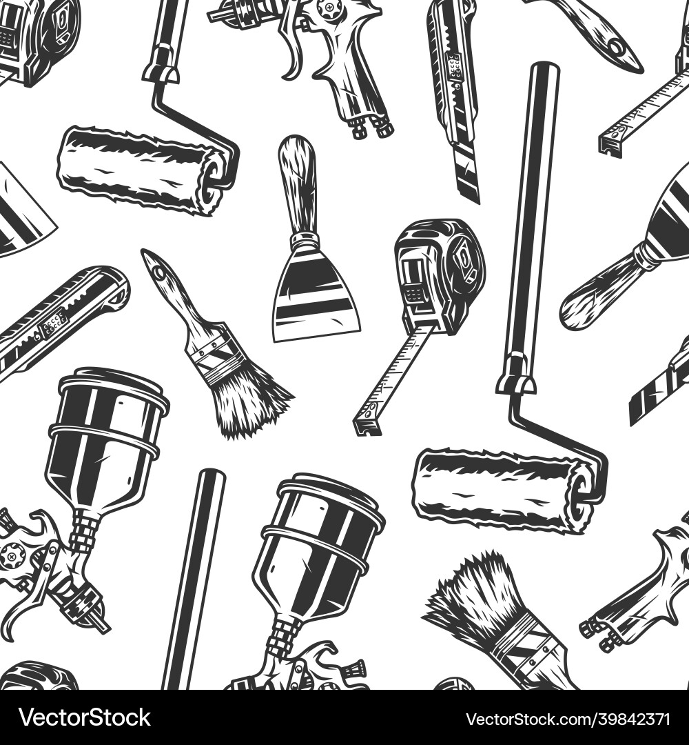 Painting vintage monochrome seamless pattern Vector Image