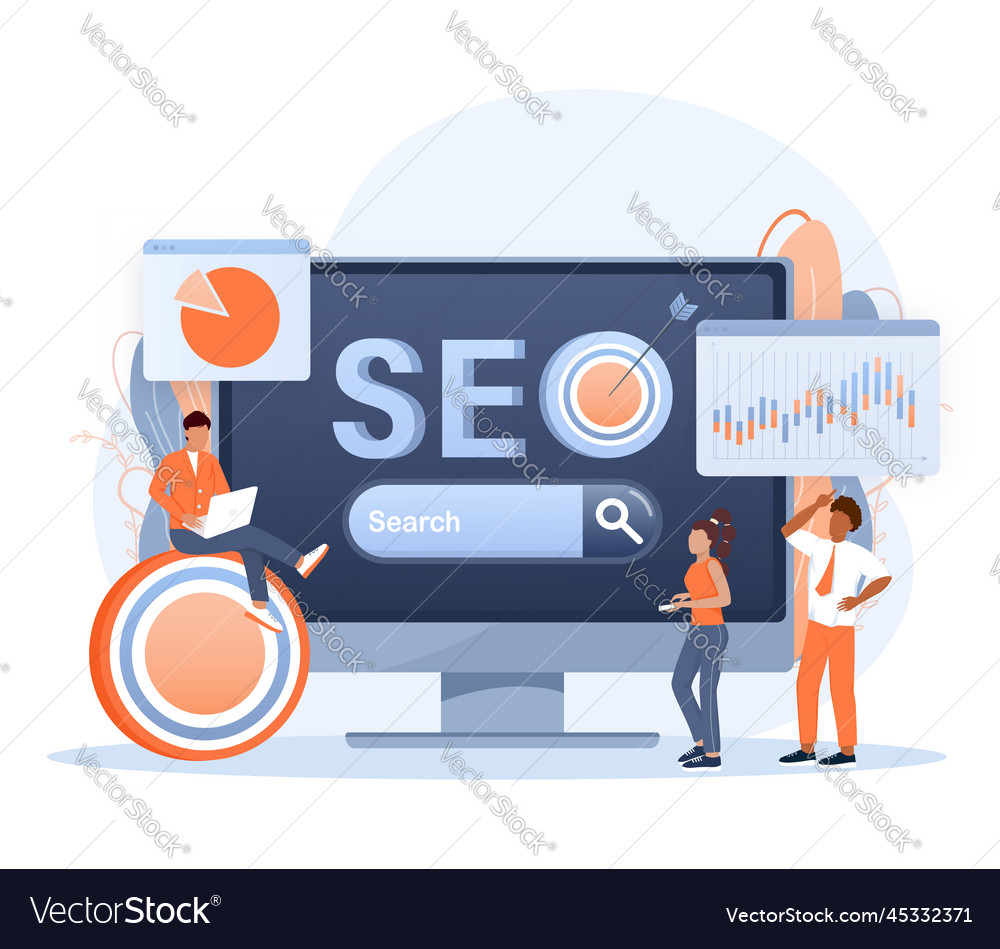 Seo optimization web analytics and marketing Vector Image