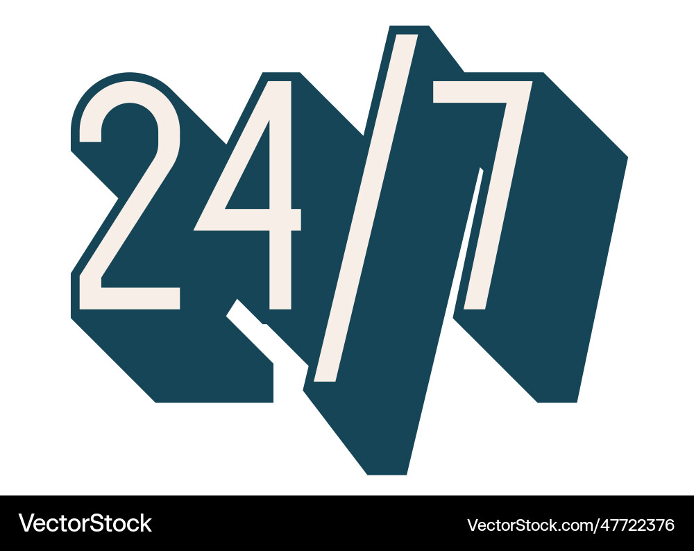 24 hours symbol 3d color style isolated Royalty Free Vector