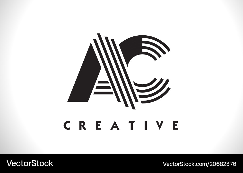 Ac logo letter with black lines design line Vector Image
