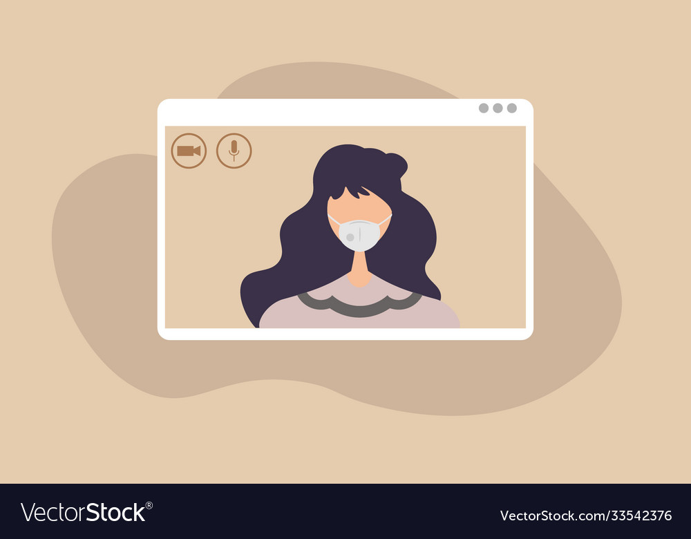 Character using a video call interface Royalty Free Vector