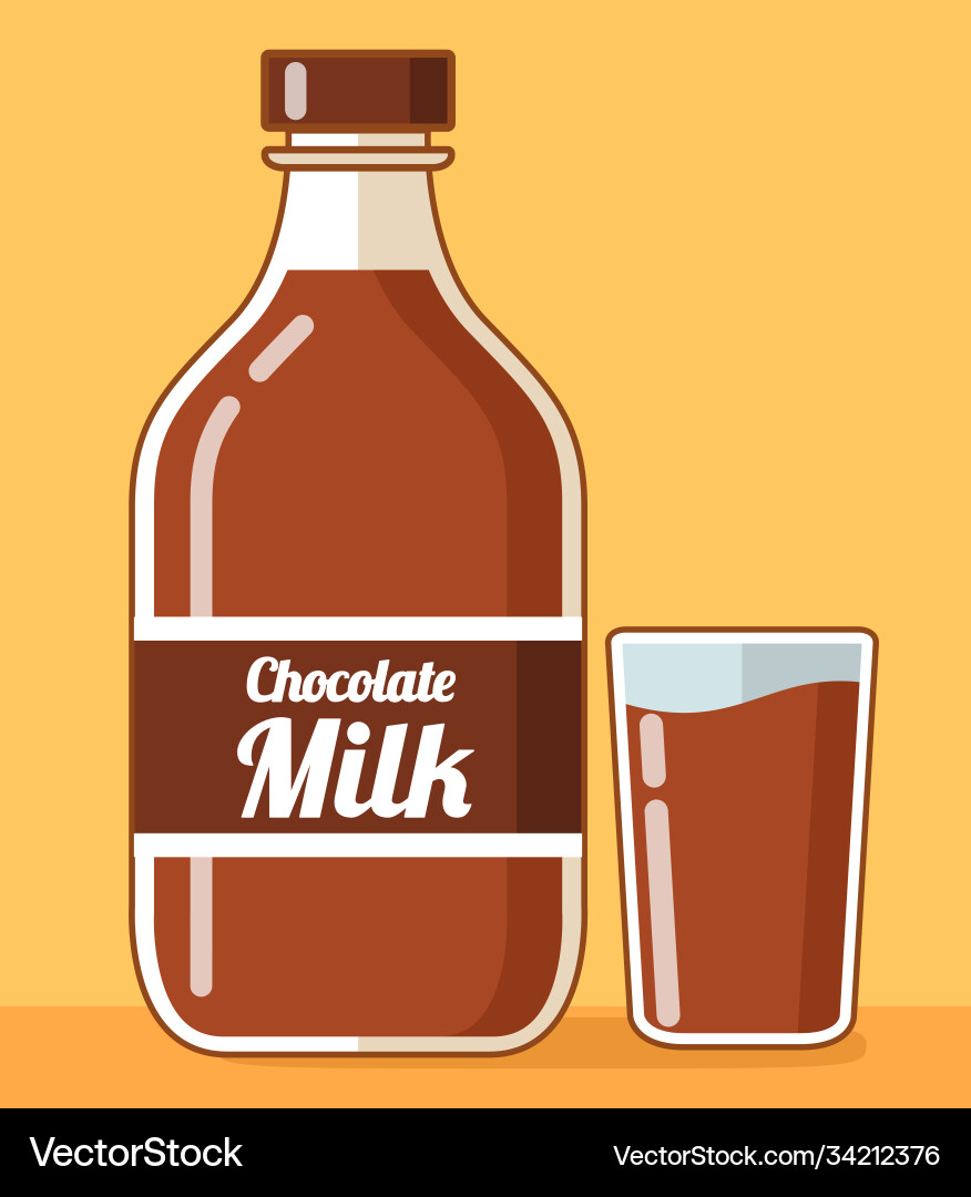 Chocolate milkmilkshake drink glass bottle Vector Image