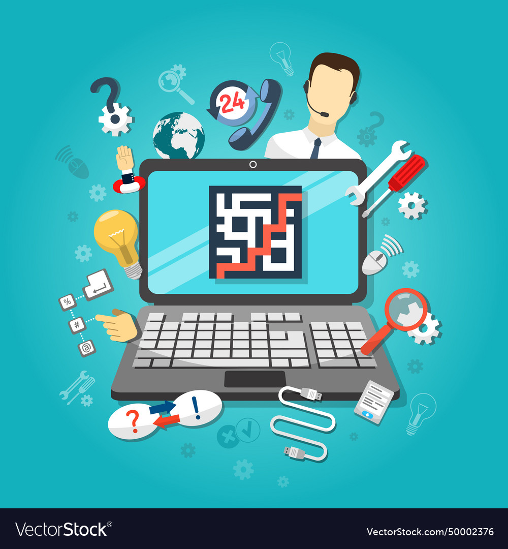 Computer remote support concept Royalty Free Vector Image