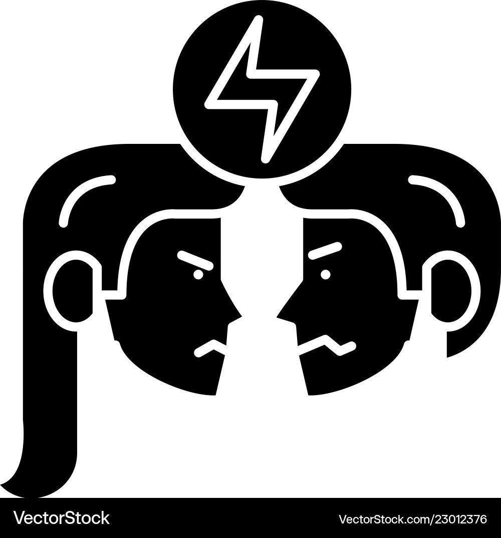 Conflict black icon sign on isolated Royalty Free Vector