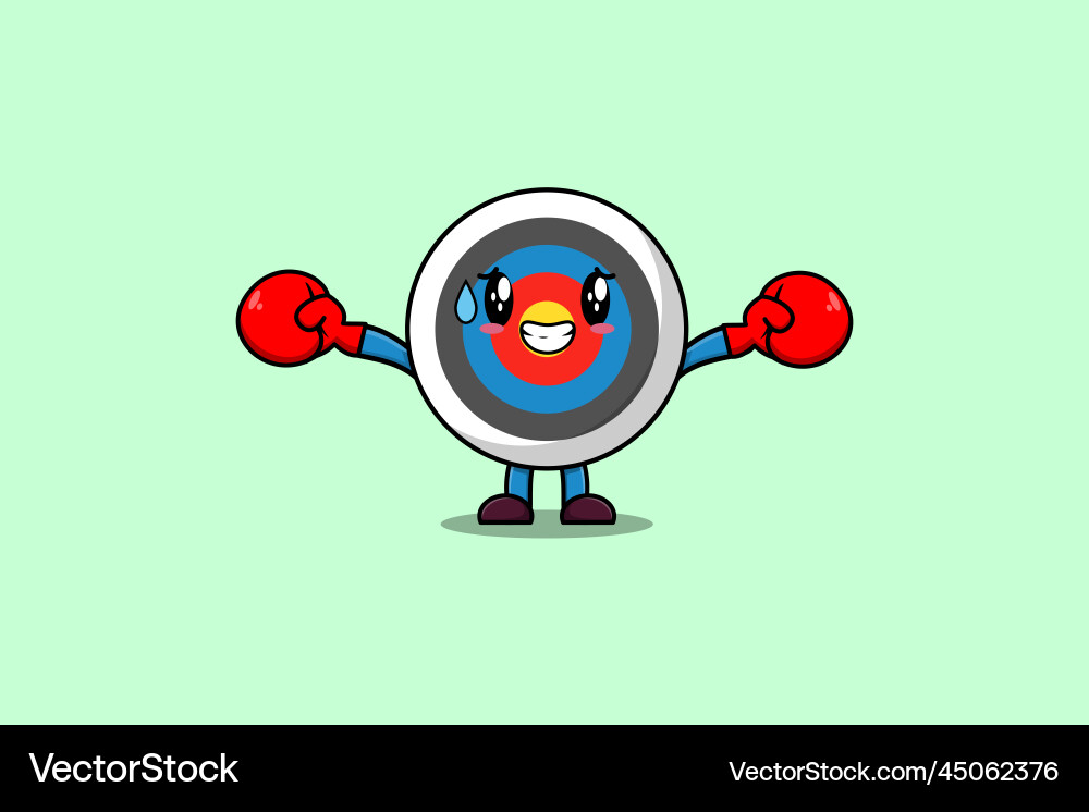 Cute archery target mascot cartoon playing boxing Vector Image