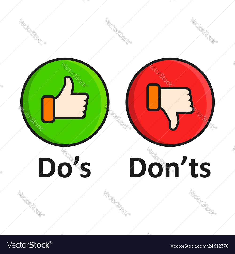 Dos and donts sign icon in flat style like unlike Vector Image