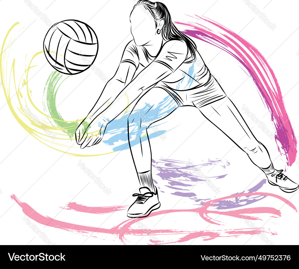 Female volleyball player in action Royalty Free Vector Image