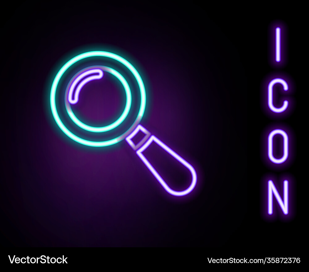Glowing neon line magnifying glass icon isolated Vector Image