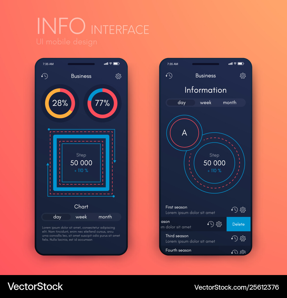 Graphics mobile infographics with two Royalty Free Vector