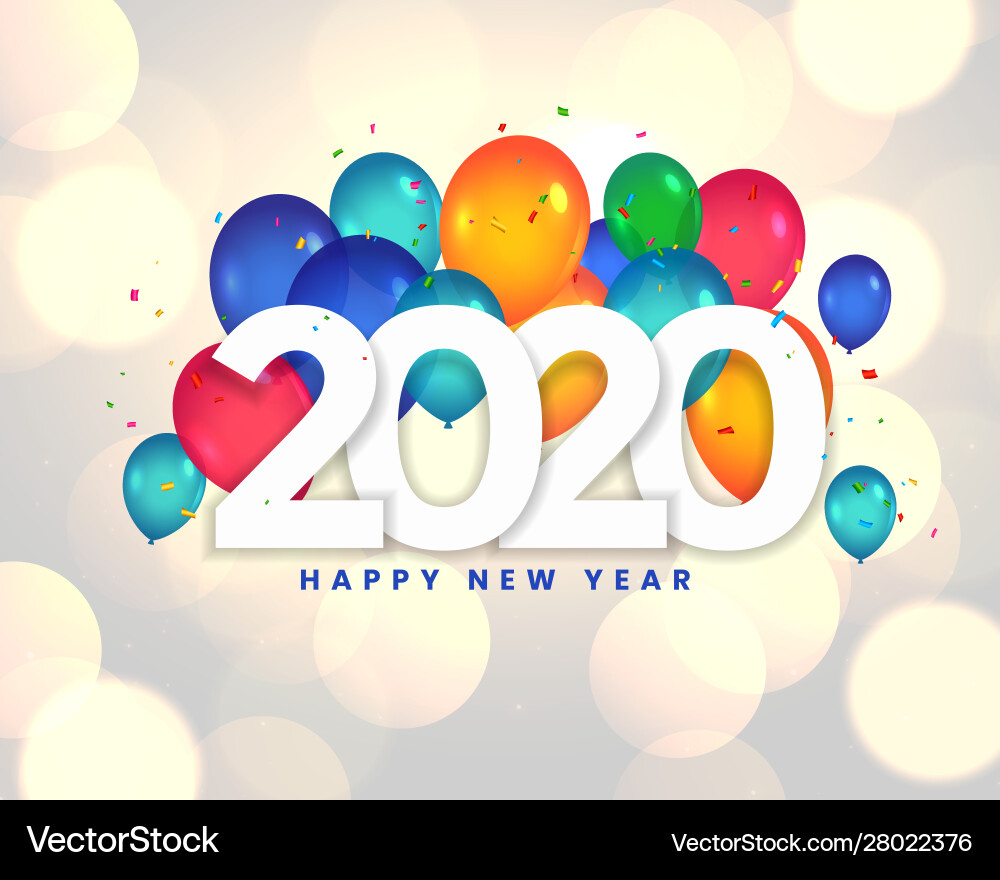 Happy new year 2020 balloons celebration Vector Image