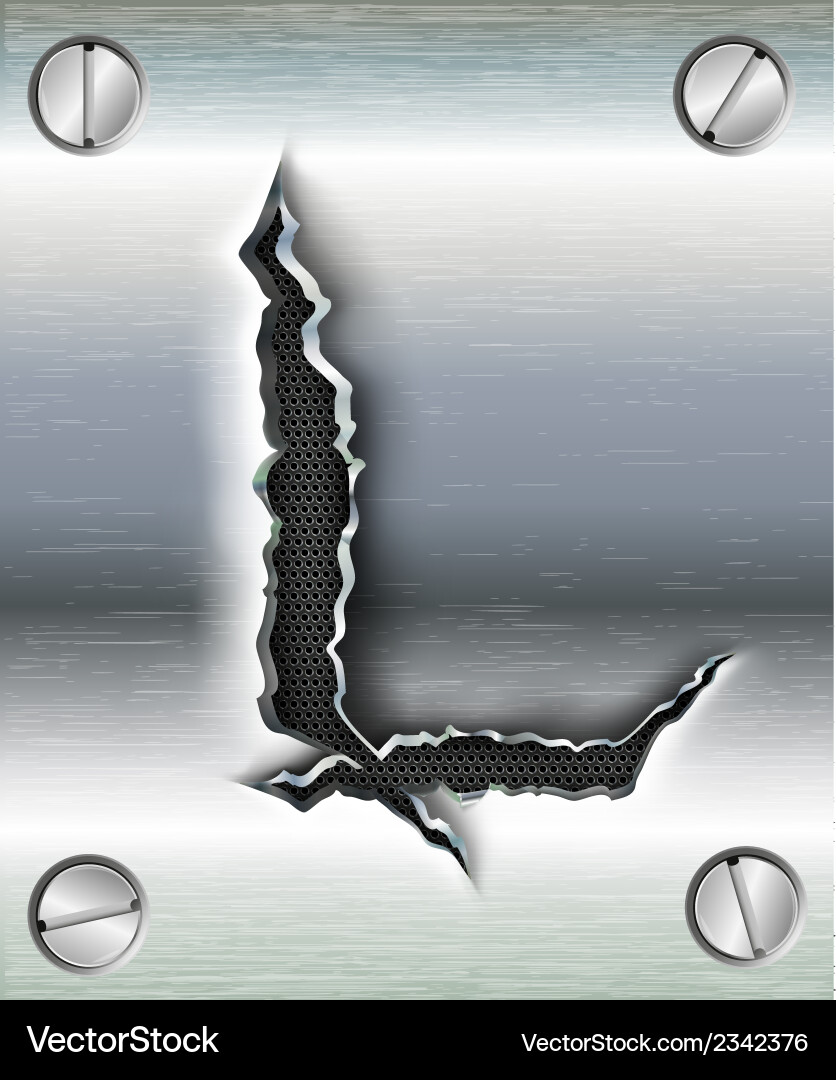 Letter cut out in metal Royalty Free Vector Image