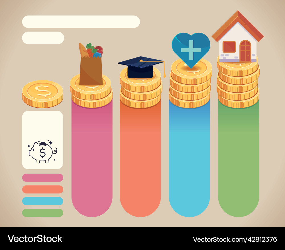 Money and savings infographic Royalty Free Vector Image