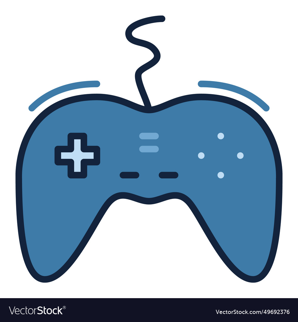 Pc Game Controller With Wire Gamepad Colored Icon Vector Image