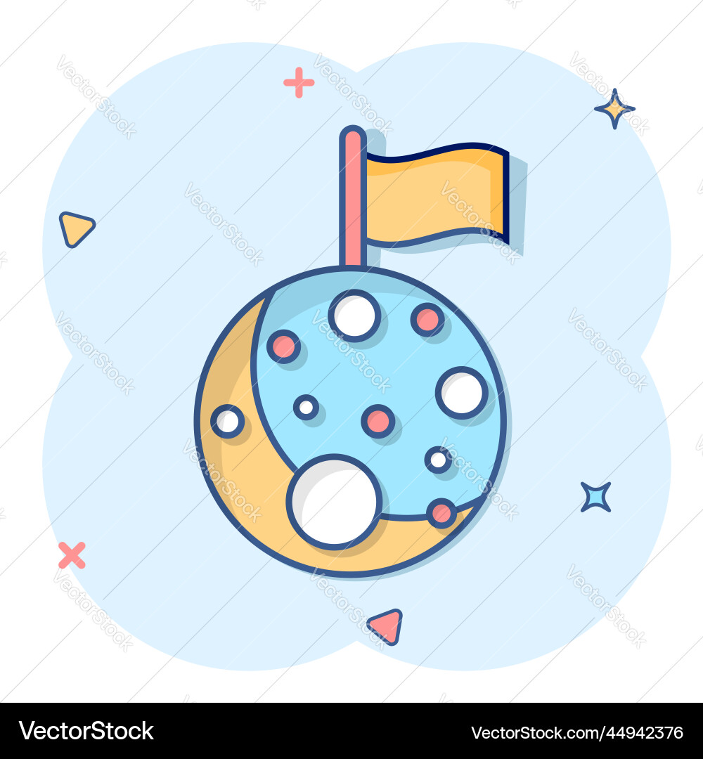 Planet in space comic style moon and stars Vector Image