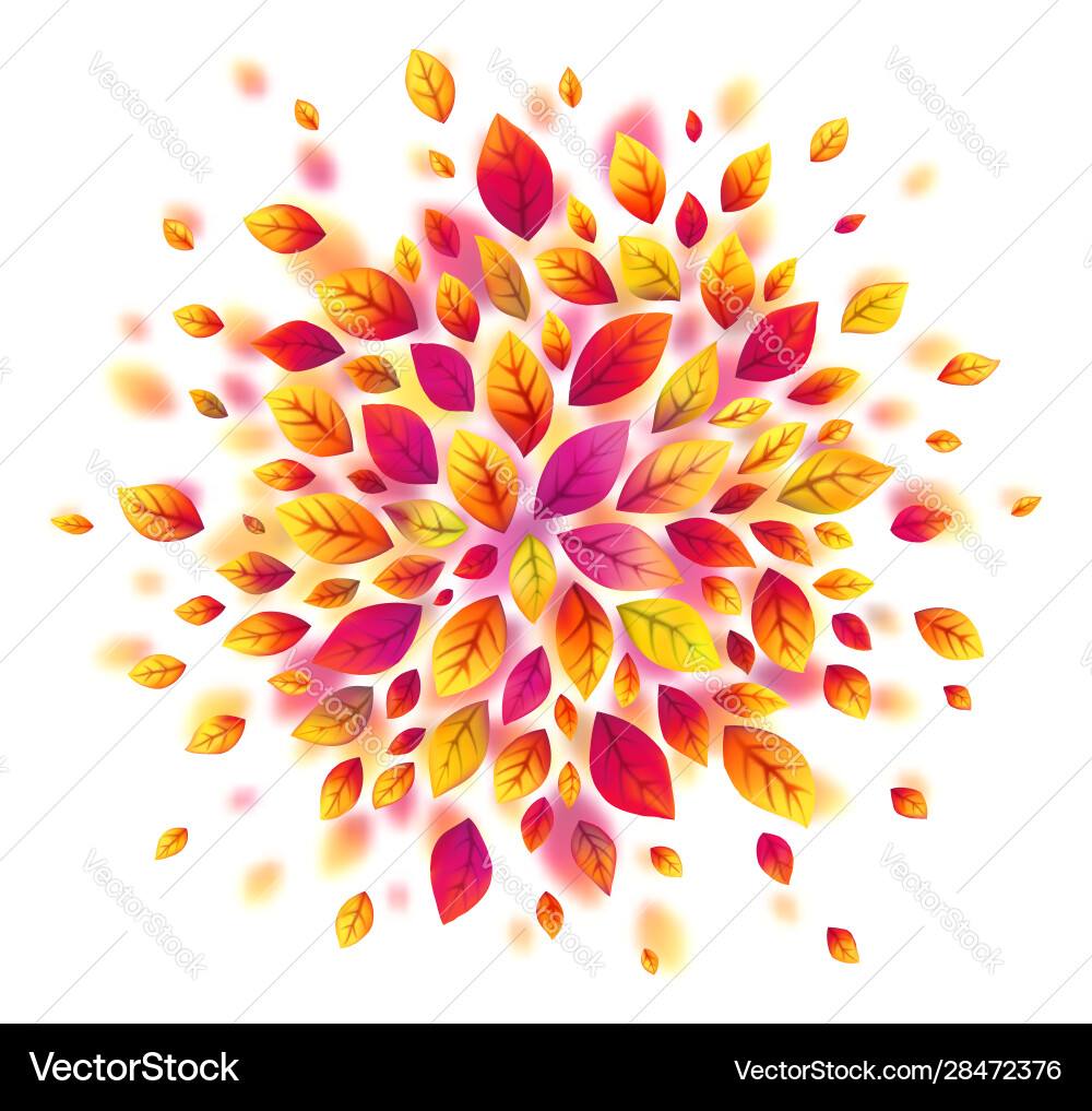 Red autumn leaves splash round banner Royalty Free Vector
