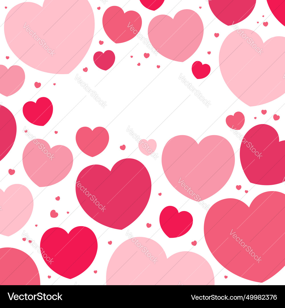 Red pink hearts valentines day frame border Vector Image
