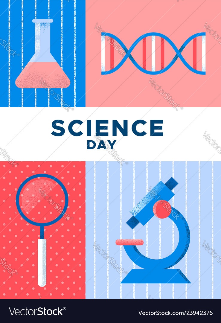 Science day card concept with education tools Vector Image