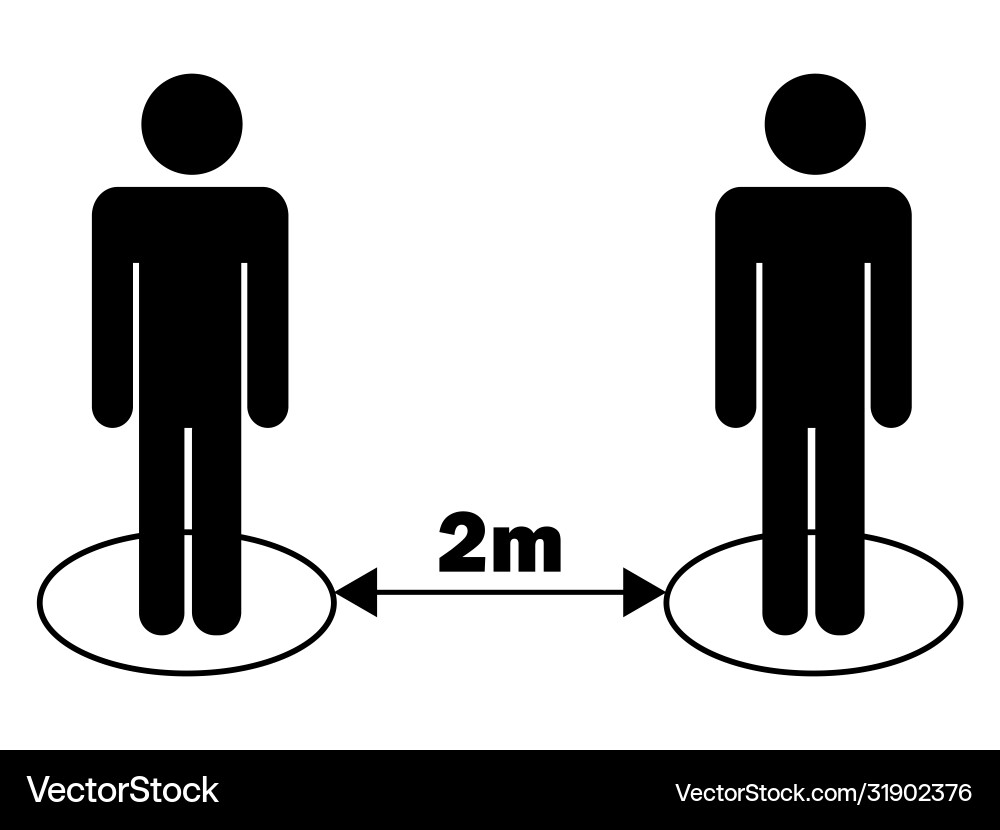 Social distancing 2m two meters stick figure Vector Image