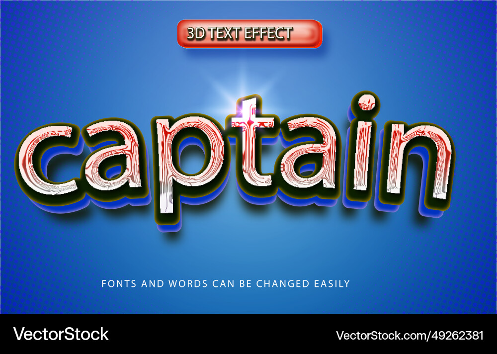 Captain comic 3d editable text effect style Vector Image