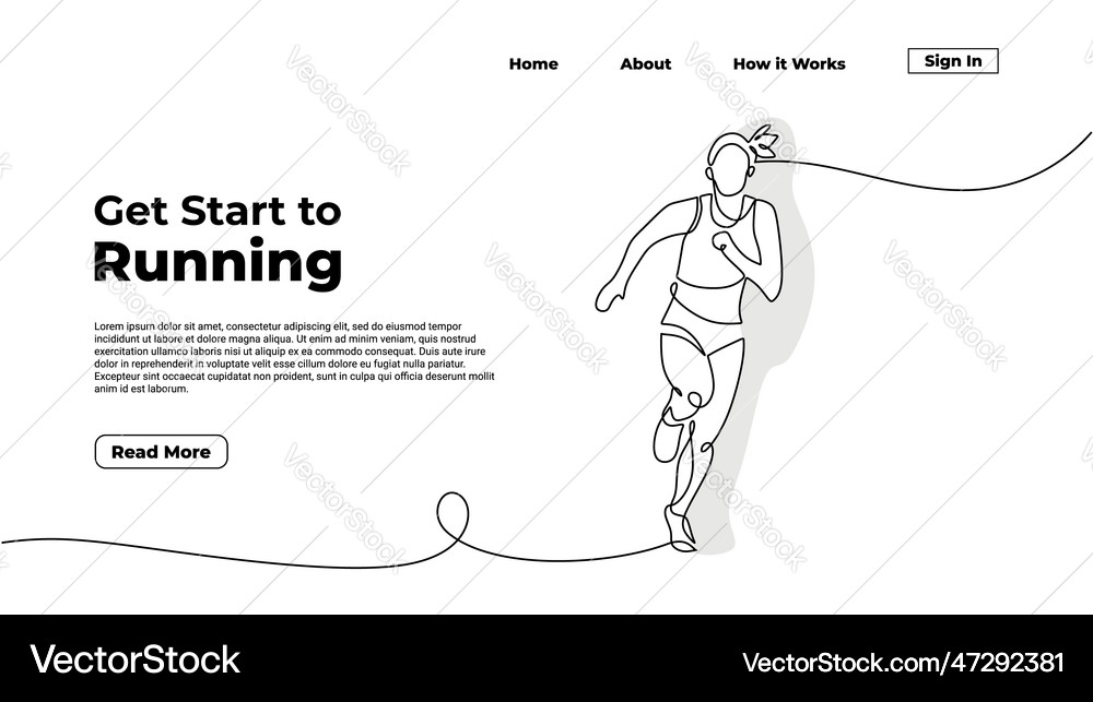 Continuous one line drawing girl jogging people Vector Image