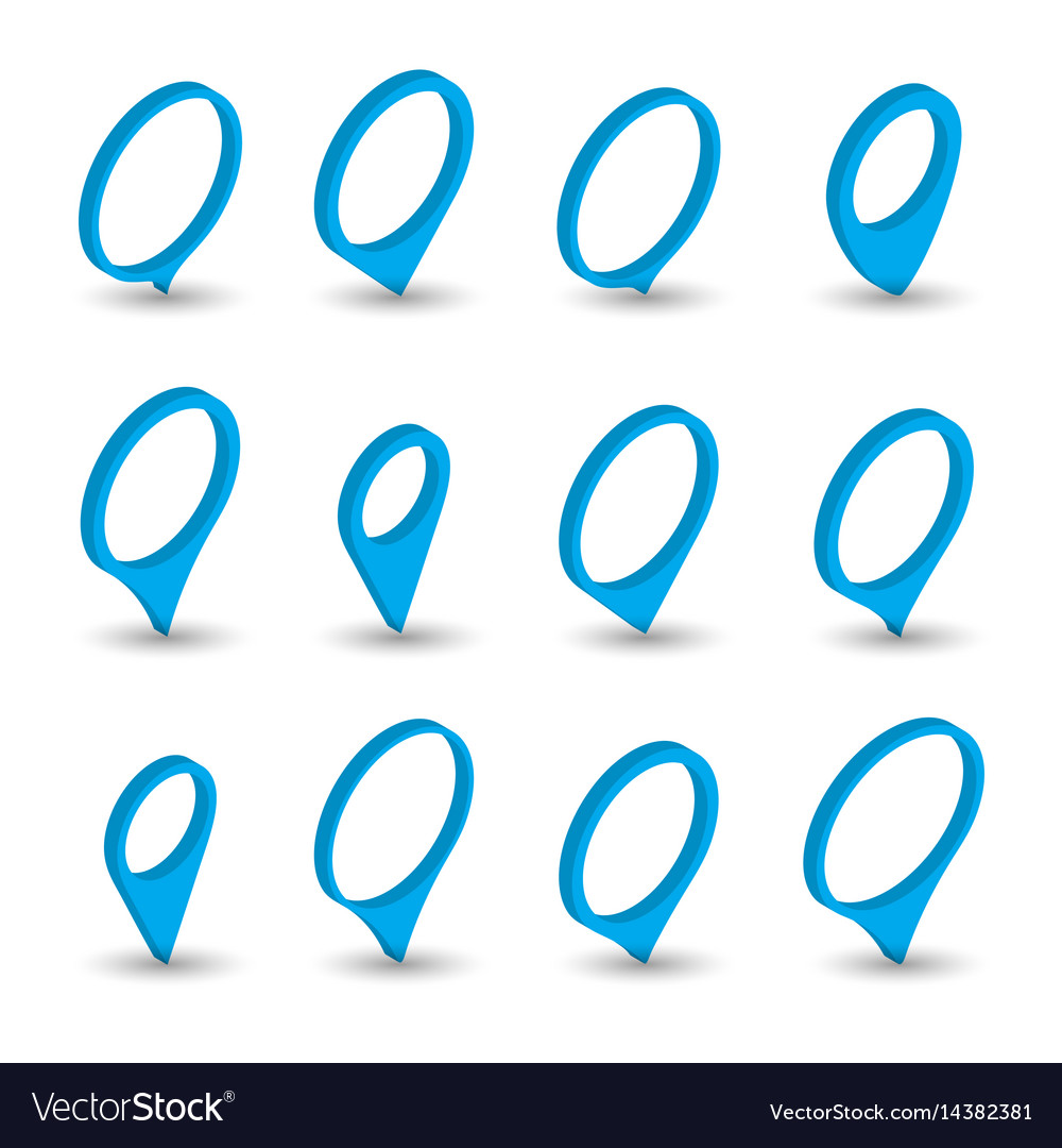 Flat pointers for maps in an isometric style Vector Image