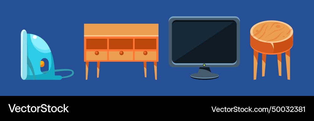 Furniture object and room interior item set Vector Image