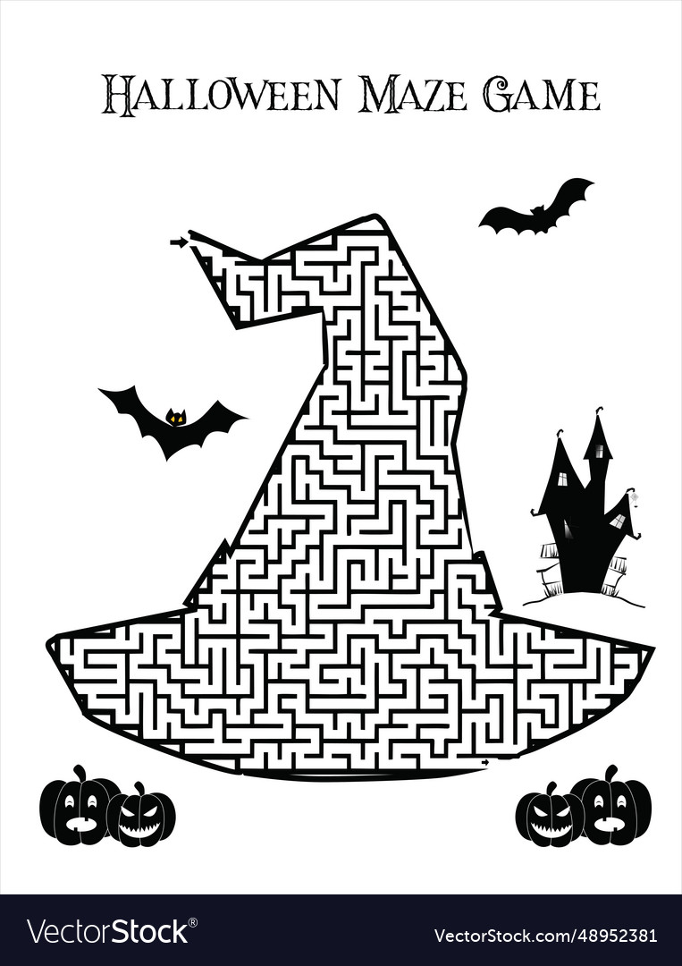 Halloween maze game for preschool and school kids Vector Image