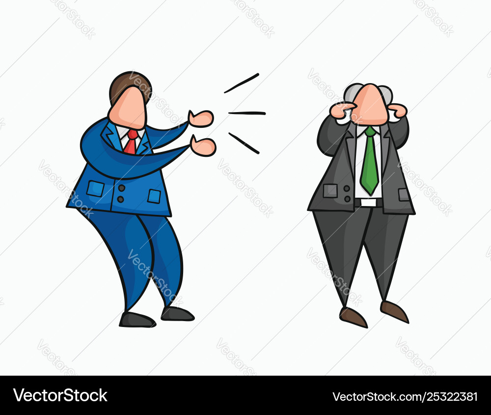 Hand-drawn angry businessman worker yelling Vector Image