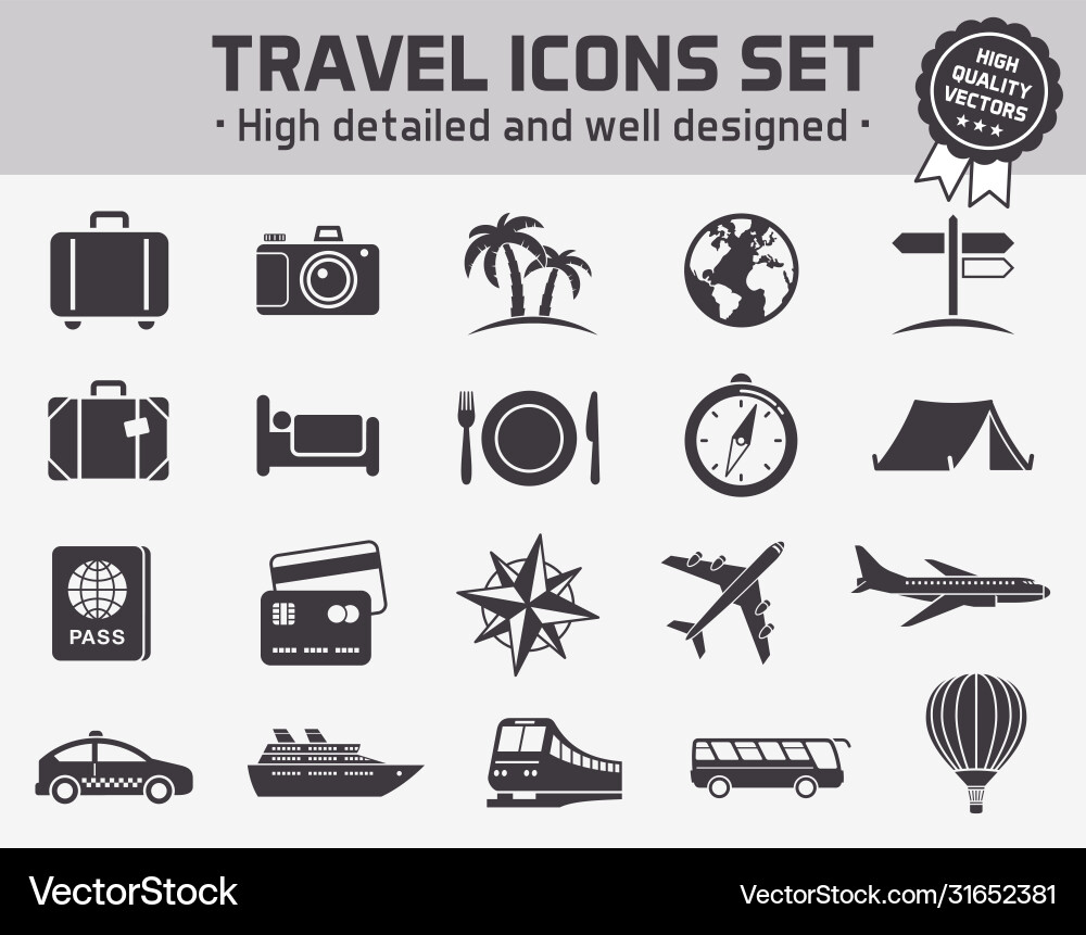 Hi quality travel icon set Royalty Free Vector Image