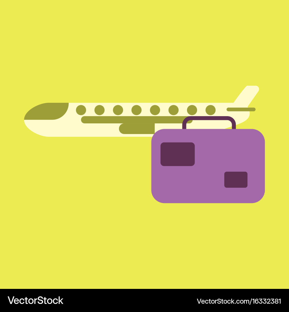 Icon in flat design airplane suitcase Royalty Free Vector