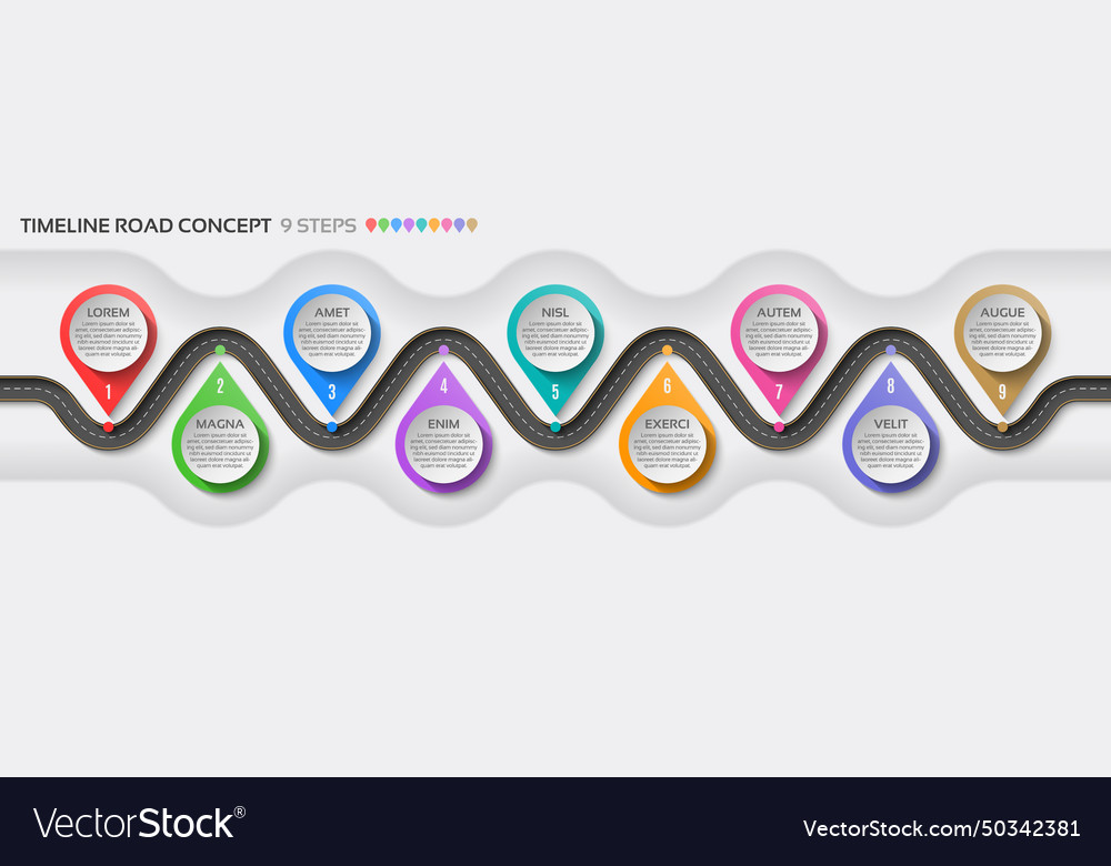 Isometric navigation map infographic 9 steps Vector Image Isometric navigation map infographic 9 steps Vector Image