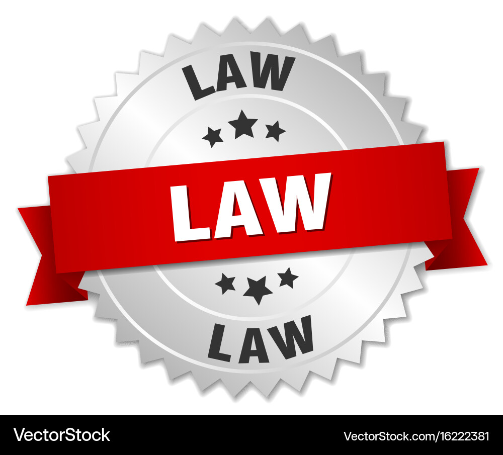 Law round isolated silver badge Royalty Free Vector Image