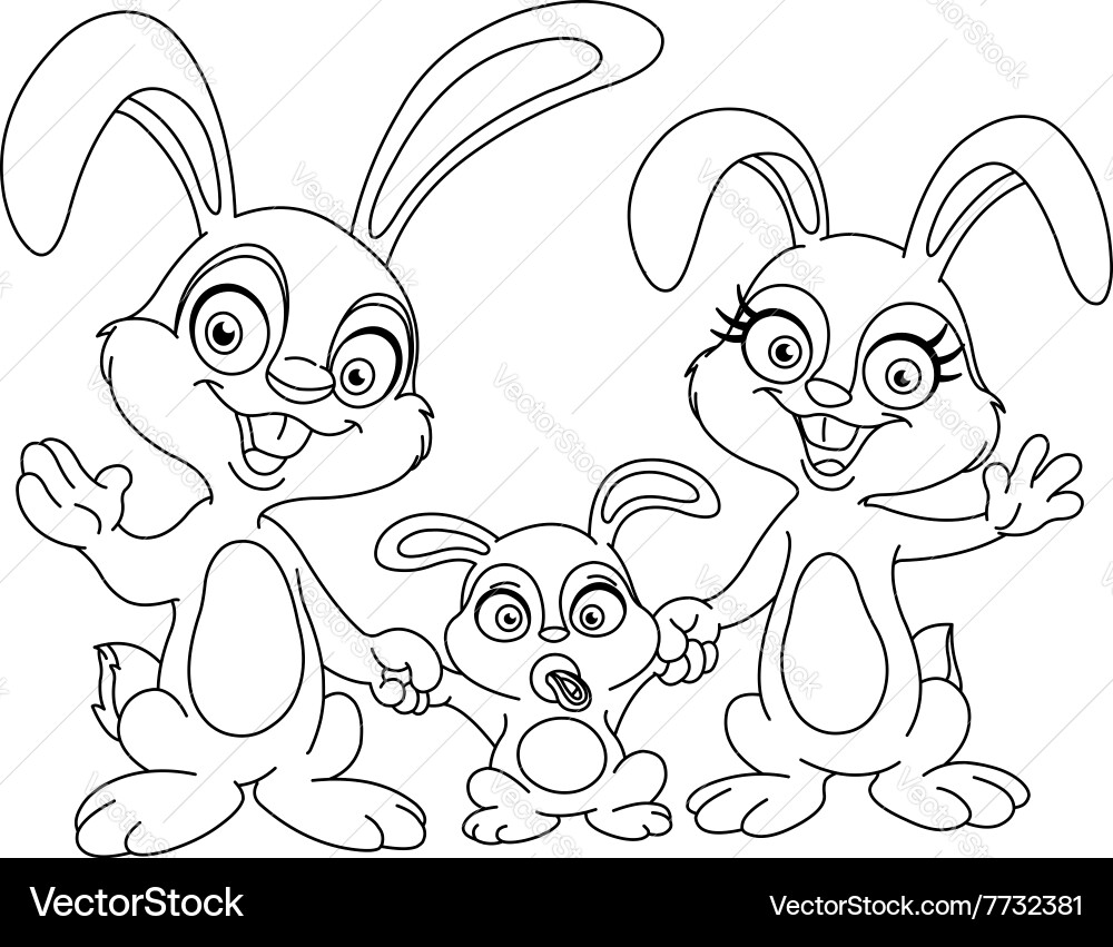 Outlined bunnies family Royalty Free Vector Image