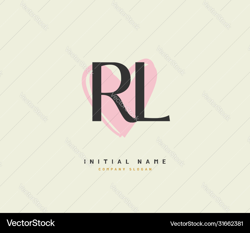 R l rl beauty initial logo handwriting Royalty Free Vector