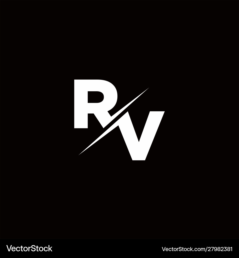 Rv logo letter monogram slash with modern Vector Image