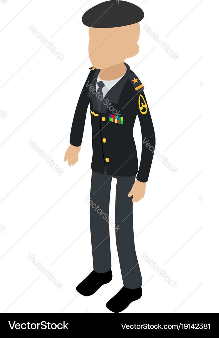Soldier veteran icon isometric 3d style Royalty Free Vector