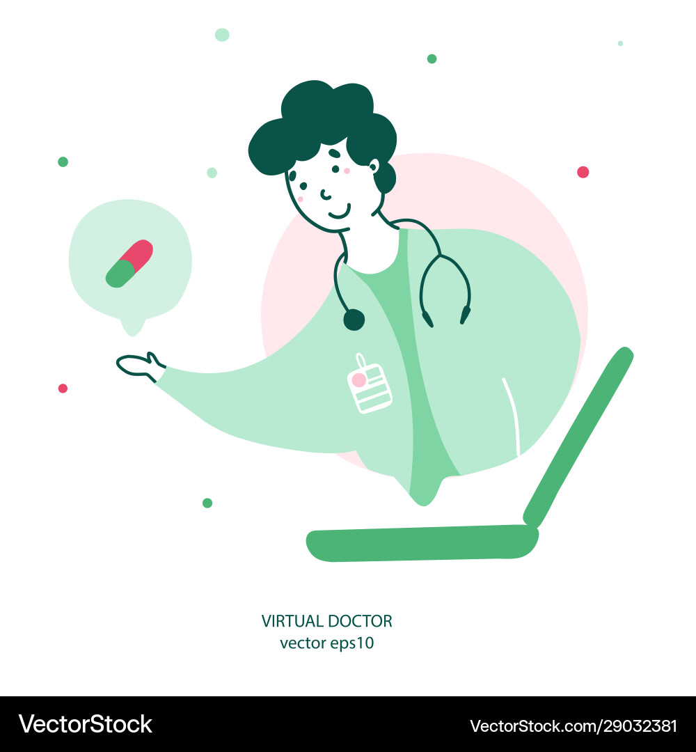Virtual doctor online medical services flat Vector Image