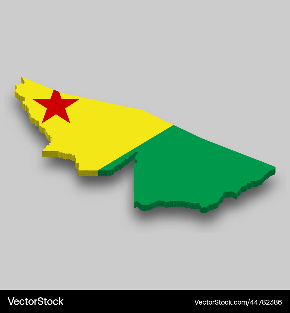 3d isometric map of acre with flag Royalty Free Vector Image