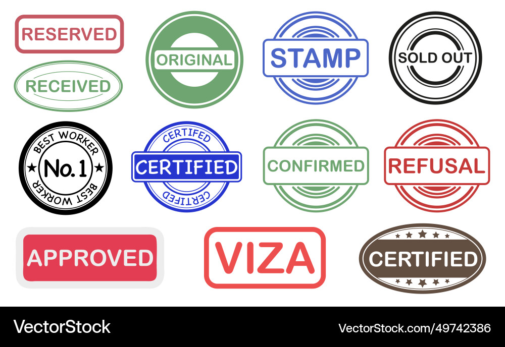 A set of various stamps Royalty Free Vector Image