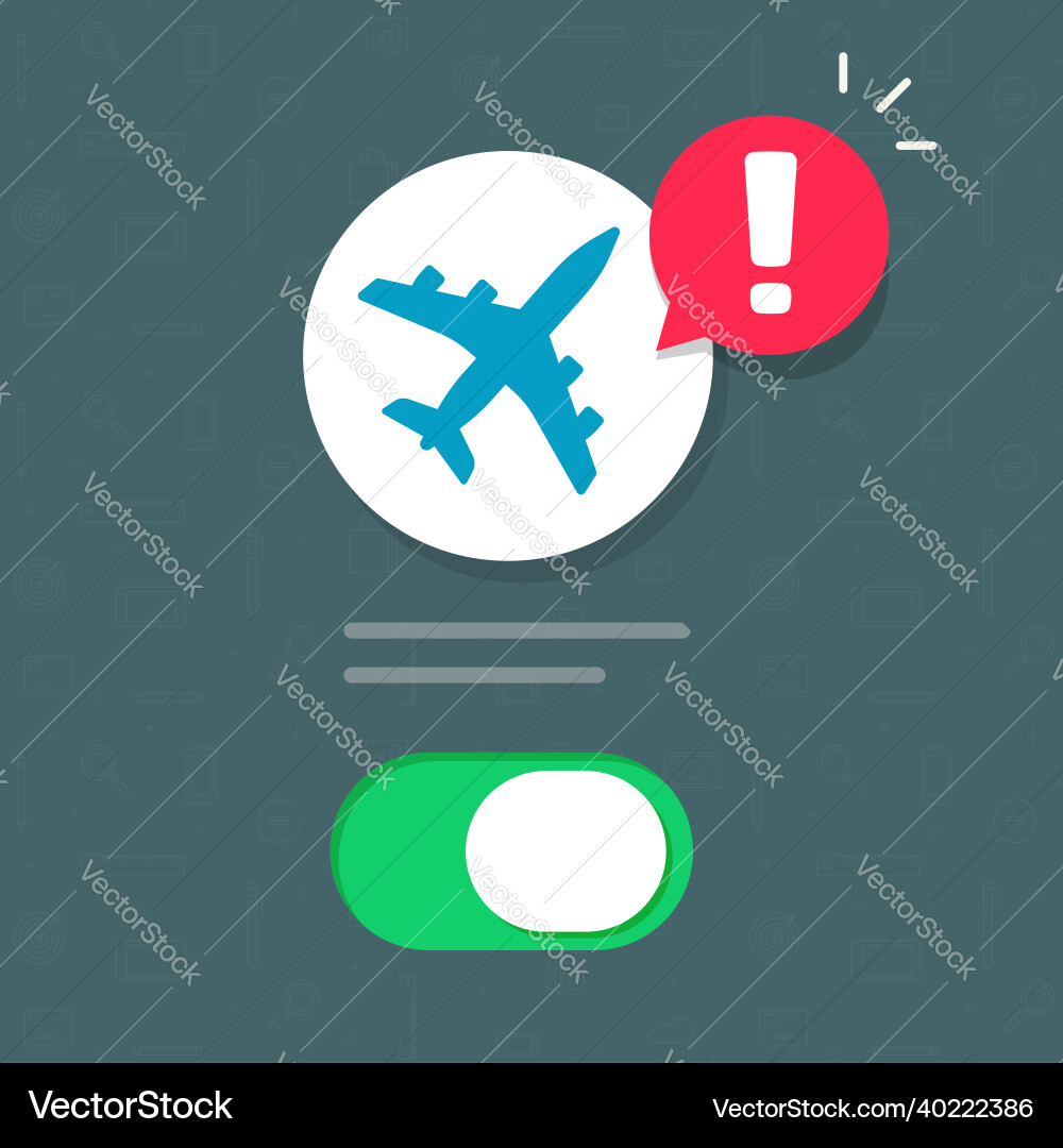 Airplane mode alert ui design or air plane Vector Image