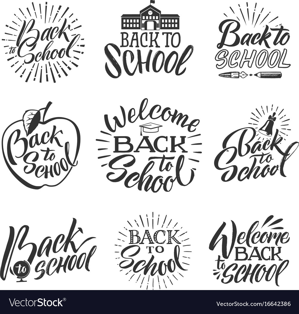 Back to school set hand writing words and Vector Image
