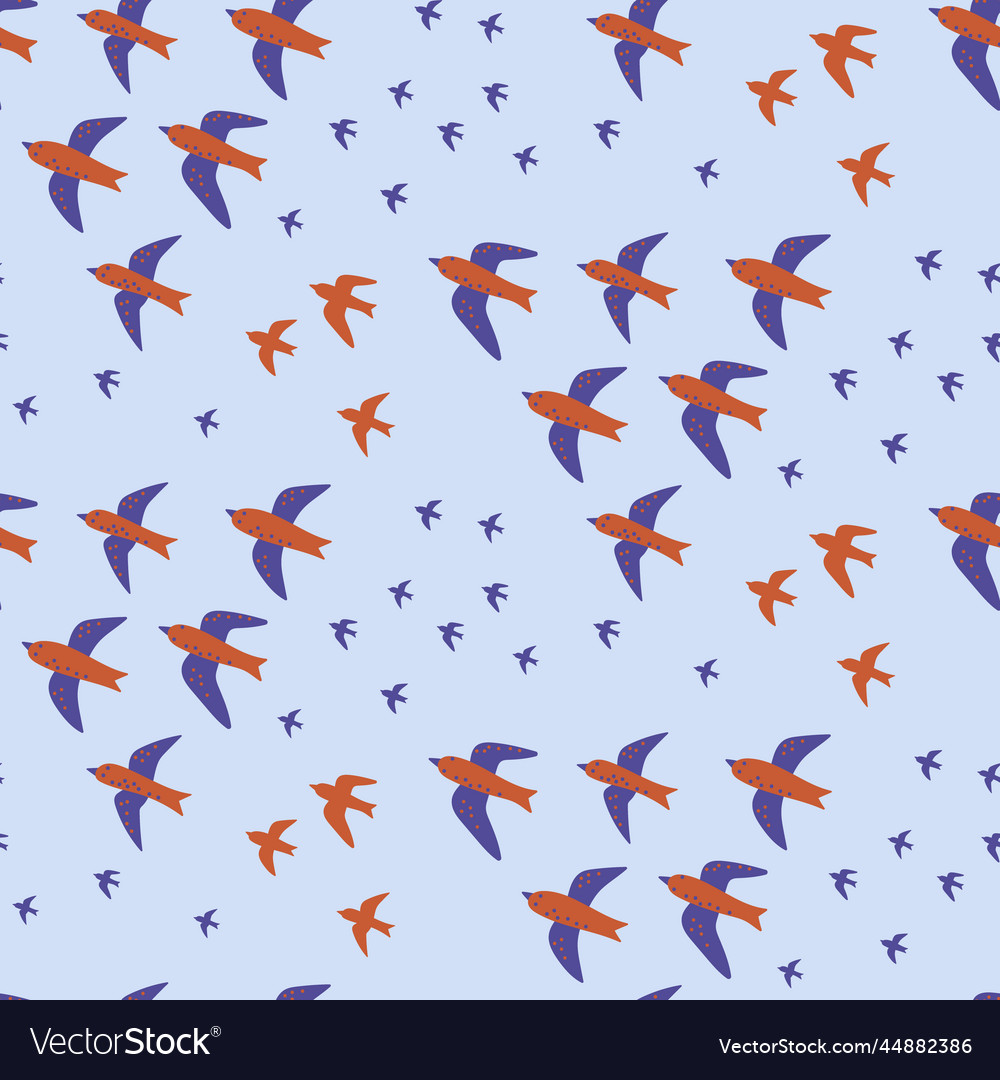 Bird migration seamless pattern Royalty Free Vector Image