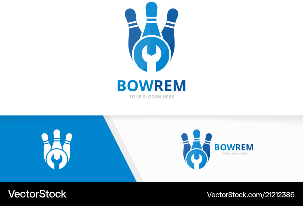Bowling and repair logo combination game Vector Image