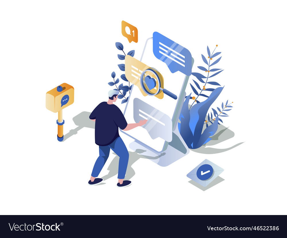 Comments concept 3d isometric web scene Royalty Free Vector