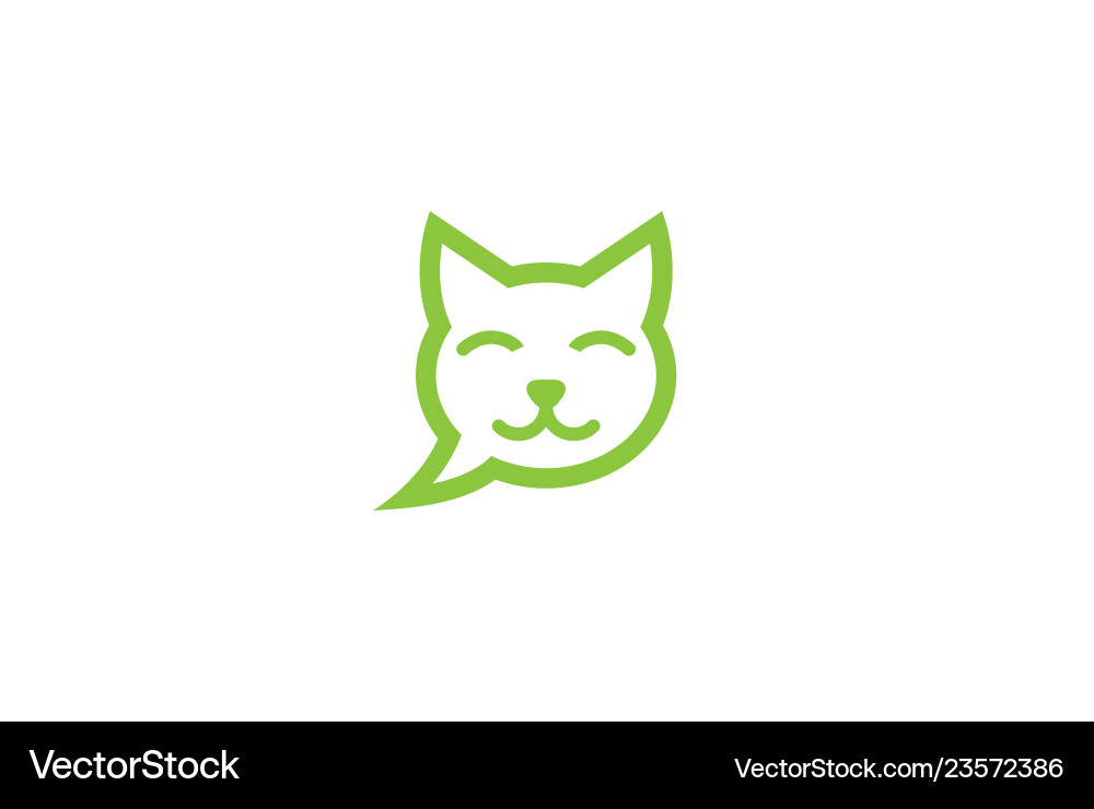 Creative pet cat head bubble chat logo Royalty Free Vector