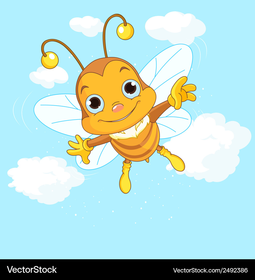 Cute bee flying in the sky Royalty Free Vector Image