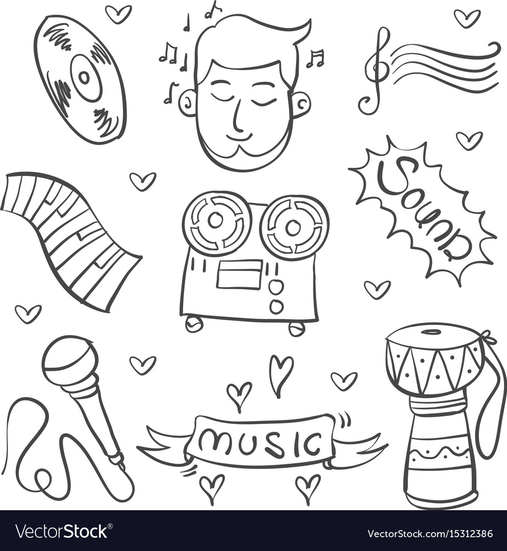 Doodle of music various Royalty Free Vector Image