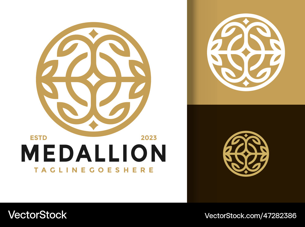 Medallion beauty flower logo icon Royalty Free Vector Image